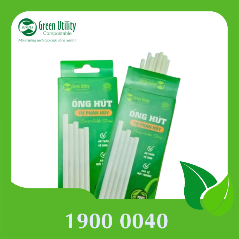 Ống hút phân hủy sinh học (Không bọc giấy) Hunufa