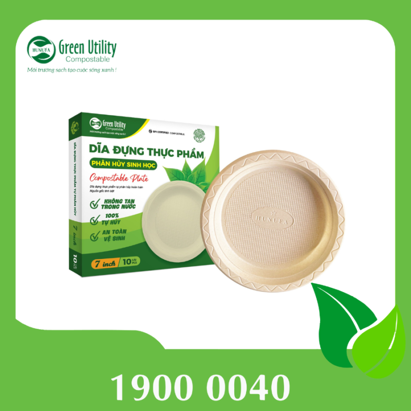 Dĩa bã mía sinh học tự hủy hoàn toàn Hunufa Compostable